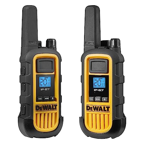 DEWALT DXFRS800 2 Watt Heavy Duty Walkie Talkies - Waterproof, Shock Resistant, Long Range & Rechargeable Two-Way Radio with VOX (2 Pack)