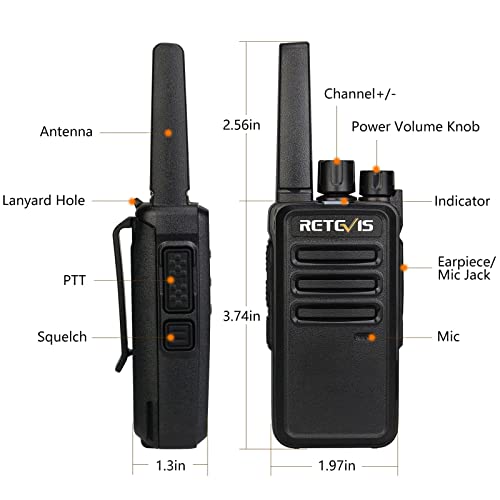 Retevis RT68 Walkie Talkie for Adults, Portable Two-Way Radios Long Range, Handsfree, 2 Way Radios Rechargeable with USB Charging Base and Adpter, for School Restaurant Retail Business(10 Pack)