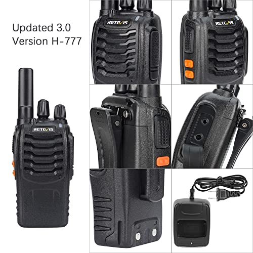 Retevis H-777 Walkie Talkies Rechargeable, 2 Way Radios Long Range, Portable FRS Two-Way Radios, Short Antenna, LED Flashlight, for Adults Family Outdoor (3 Pack)