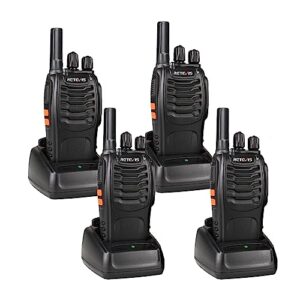 retevis h-777 radios walkie talkies rechargeable, 2 way radio long range, short antenna, license-free, led flashlight, emergency alarm(4 pack)