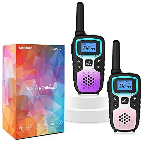 Wishouse Walkie Talkies for Kids Adults Long Range,Birthday Gift for 4-12 Year Old Girls Boys,Camping Gear Toys with Flashlight,SOS Siren,NOAA Weather Alert,VOX,22 Channels,Easy to Use,2 Pack