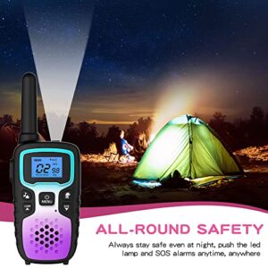 Wishouse Walkie Talkies for Kids Adults Long Range,Birthday Gift for 4-12 Year Old Girls Boys,Camping Gear Toys with Flashlight,SOS Siren,NOAA Weather Alert,VOX,22 Channels,Easy to Use,2 Pack