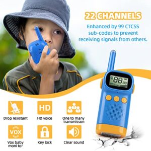 Walkie Talkie for Kids, 22 Channels 2 Way Radio 3 Km Long Range Walkie Talkies Handheld, Toys for 3-12 Year Old Boys Girls, Gift Toys for Boys and Girls to Outside, Hiking, Game Camping (Blue&Blue)