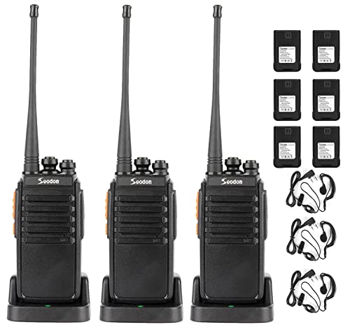 Seodon Walkie Talkies for Adults with Backup Batteries for Each Walkie Talkie Long Range Two Way Radio with Earpieces 3 Pack