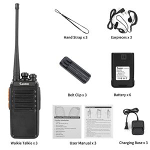 Seodon Walkie Talkies for Adults with Backup Batteries for Each Walkie Talkie Long Range Two Way Radio with Earpieces 3 Pack