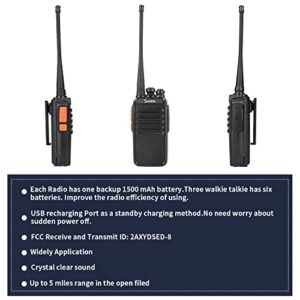 Seodon Walkie Talkies for Adults with Backup Batteries for Each Walkie Talkie Long Range Two Way Radio with Earpieces 3 Pack