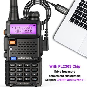 Baofeng UV-5R Radio Dual Band Ham Radios Handheld 8W High Power Two Way Radio with Double Battery Extra Programming Cable AR-771 Antenna Speaker Mic Full Kit Rechargeable Long Range Walkie Talkies