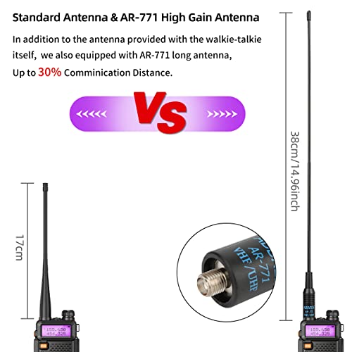 Baofeng UV-5R Radio Dual Band Ham Radios Handheld 8W High Power Two Way Radio with Double Battery Extra Programming Cable AR-771 Antenna Speaker Mic Full Kit Rechargeable Long Range Walkie Talkies