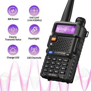 Baofeng UV-5R Radio Dual Band Ham Radios Handheld 8W High Power Two Way Radio with Double Battery Extra Programming Cable AR-771 Antenna Speaker Mic Full Kit Rechargeable Long Range Walkie Talkies