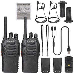 Walkie Talkies for Adults - Baofeng Long Range Walky Talky FRS Walkie Talkie Rechargeable Two Way Radio USB Charger- 16 Channels-Flashlight - Earpiece - Rechargeable Li-ion Battery(Include) - 2 Pack