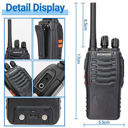 Walkie Talkies for Adults - Baofeng Long Range Walky Talky FRS Walkie Talkie Rechargeable Two Way Radio USB Charger- 16 Channels-Flashlight - Earpiece - Rechargeable Li-ion Battery(Include) - 2 Pack