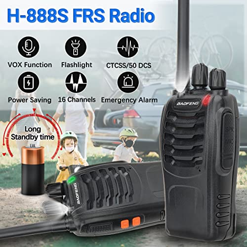 Walkie Talkies for Adults - Baofeng Long Range Walky Talky FRS Walkie Talkie Rechargeable Two Way Radio USB Charger- 16 Channels-Flashlight - Earpiece - Rechargeable Li-ion Battery(Include) - 2 Pack