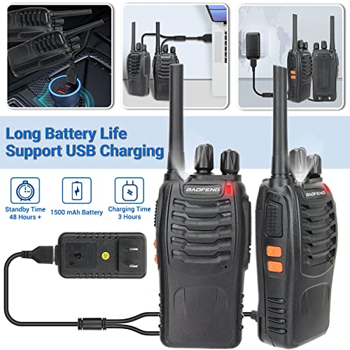 Walkie Talkies for Adults - Baofeng Long Range Walky Talky FRS Walkie Talkie Rechargeable Two Way Radio USB Charger- 16 Channels-Flashlight - Earpiece - Rechargeable Li-ion Battery(Include) - 2 Pack