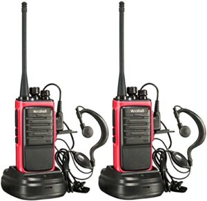 arcshell rechargeable long range two-way radios with earpiece 2 pack walkie talkies li-ion battery and charger included