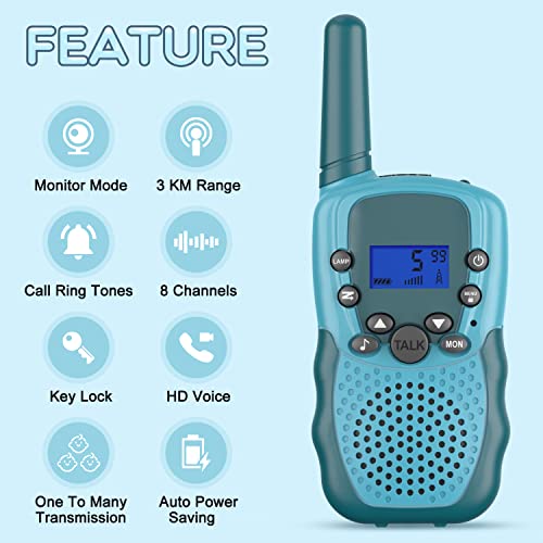 Selieve Walkie Talkies for Kids, Rechargeable Kids Toy for 3 4 5 6 7 8 Year Old Boys Girls, Walkie Talkies Long Range with 22 Channels for Outdoor Adventures, Camping, Hiking