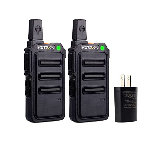 Retevis RT19 Walkie Talkies Rechargeable FRS 22 Channel 1300mAh Lightweight Small Two Way Radio Long Range Walky Talky for Neighborhood Skiing Gift Hunting(2 Pack)