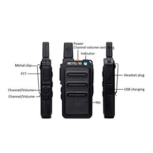 Retevis RT19 Walkie Talkies Rechargeable FRS 22 Channel 1300mAh Lightweight Small Two Way Radio Long Range Walky Talky for Neighborhood Skiing Gift Hunting(2 Pack)