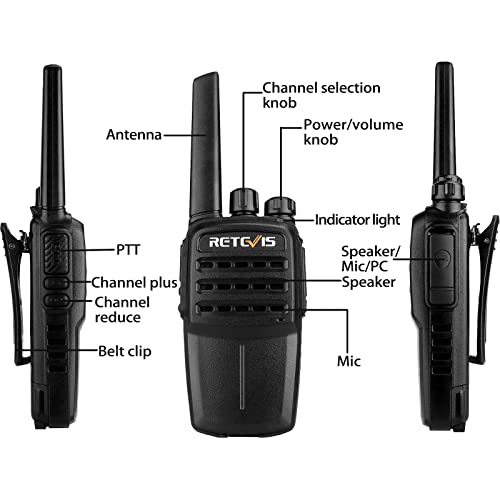 Retevis RT40B Walkie Talkie Rechargeable,Mini 2 Way Radio for Adults, Rugged Two Way Radios Rechargeable, Handheld USB Charging Base Emergency Alarm, for Adults Skiing Hunting Cruise Gifts (1 Pack)