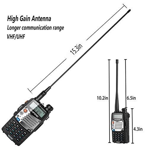 BAOFENG UV-5R Pro Ham Radio with 2 Rechargeable Batteries, Dual Band Two-Way Radio Handheld Walkie Talkie Long Range with Earpiece and Mic, RH-771 High Gain Antenna