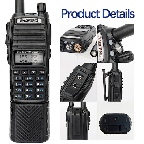 Baofeng UV-5R 8W Upgrade Ham Radio Handheld Dual Band Portable Two Way Radio Long Range Rechargeable Walkie Talkie with 3800mAh Battery,USB Charger,High Gain Antenna and Programming Cable Full Kit