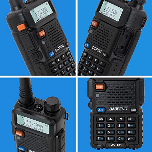 BaoFeng Radio UV-5R 2-Pack Walkie Talkies Include 4 Batteries, Handheld Ham Radio with Greaval GV-771 High Gain Antenna and Programming Cable (Black)