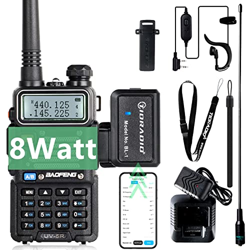 BaoFeng Radio (Upgraded from BaoFeng UV-5R) 8Watt Ham Radio Handheld Supported Phone Program with 771 Long Antenna Wireless Programmer Dual Band Walkie Talkies Two Way Radio Includes Full Kit