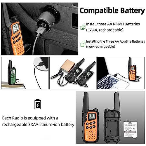 4Pack Rechargeable Baofeng MP25 FRS Walkie Talkies Long Range Walkie Talkies for Adults - Long Distance 2 Way Radios Walkie Talkies with Battery NOAA 2 in 1 Type-C Charger