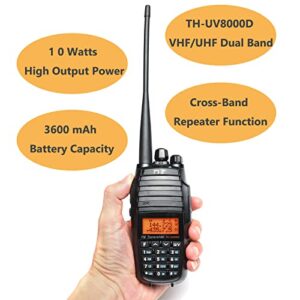 TYT TH-UV8000D 10Watts High Power Walkie Talkies Cross-Band Repeater Handheld Transceiver VHF UHF Dual Band Two Way Radio with Backup Batteries Speaker Mic (2 Pack)