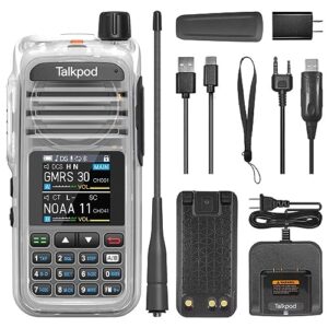 talkpod a36plus gmrs radio ham walkie talkie 512 channel, 5w output, am air vhf uhf 7-band receive (crystal)