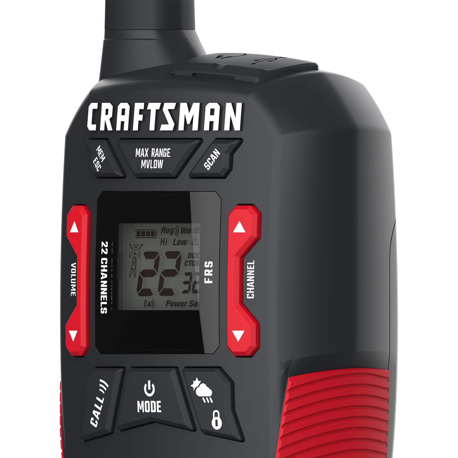 CRAFTSMAN 32-Mile Long Range Walkie Talkies for Adults - Weather Resistant, Rechargeable Two Way Radios with VOX - CMXZRAZF668 (2 Pack)