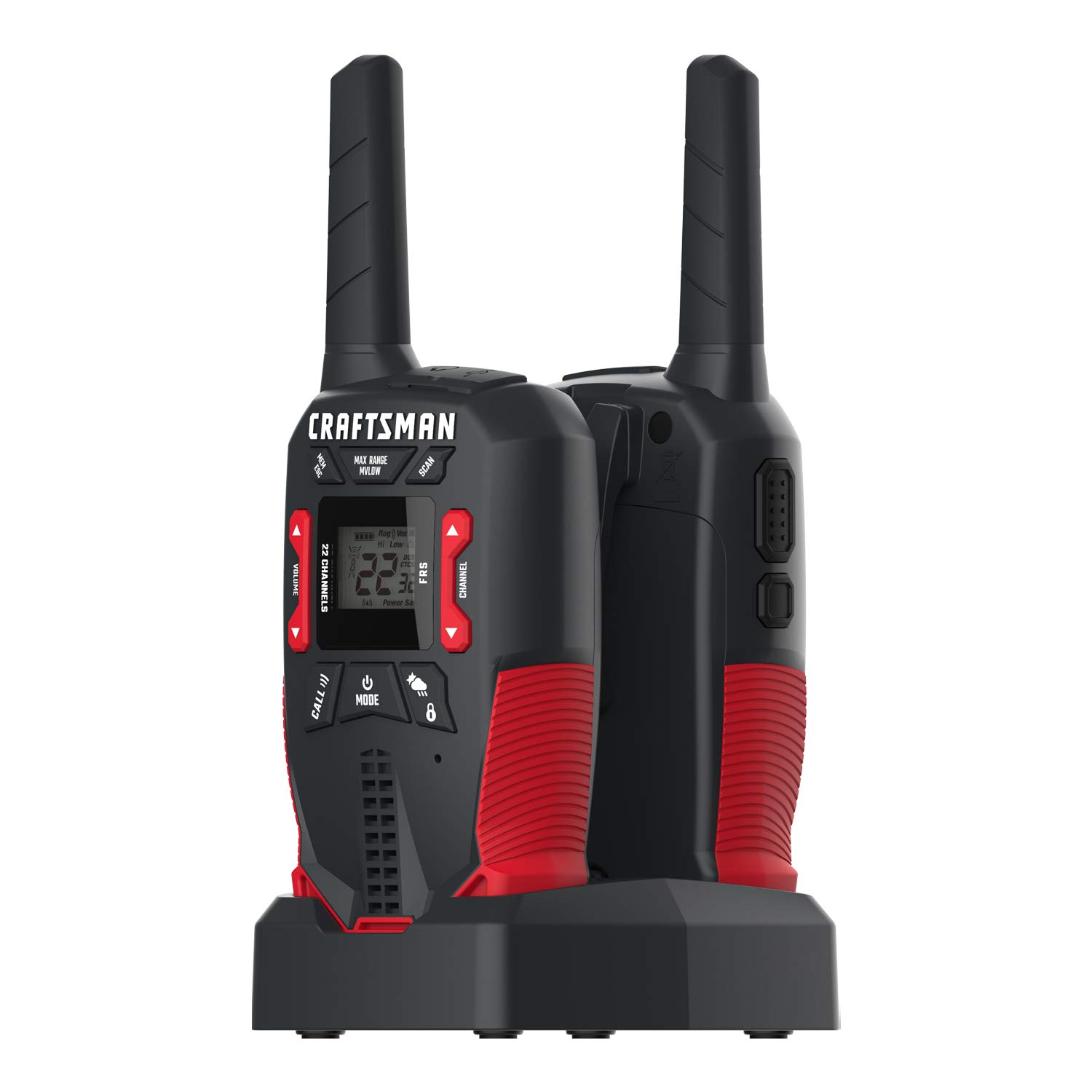 CRAFTSMAN 32-Mile Long Range Walkie Talkies for Adults - Weather Resistant, Rechargeable Two Way Radios with VOX - CMXZRAZF668 (2 Pack)