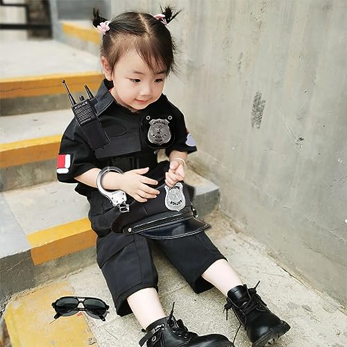 Falinpitos 7PCS Police Pretend Play Toy Set Walkie Talkies Badge Costume Accessories for Kids Birthday Party Present