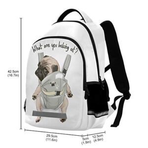 ALAZA Pug Dog Print Puppy Funny Backpack Purse for Women Men Personalized Laptop Notebook Tablet School Bag Stylish Casual Daypack, 13 14 15.6 inch