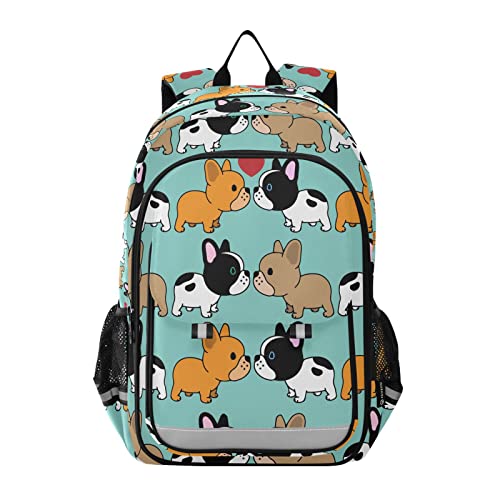 ALAZA Cute Puppy Dog French Bulldog Print Laptop Backpack Purse for Women Men Travel Bag Casual Daypack with Compartment & Multiple Pockets