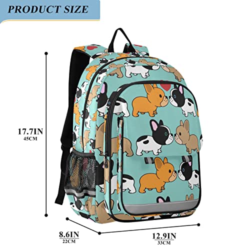 ALAZA Cute Puppy Dog French Bulldog Print Laptop Backpack Purse for Women Men Travel Bag Casual Daypack with Compartment & Multiple Pockets