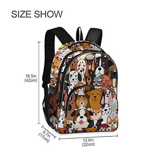 ALAZA Cute Doodle Dog Print Animal Travel Laptop Backpack College School Computer Bag for Boys Girls