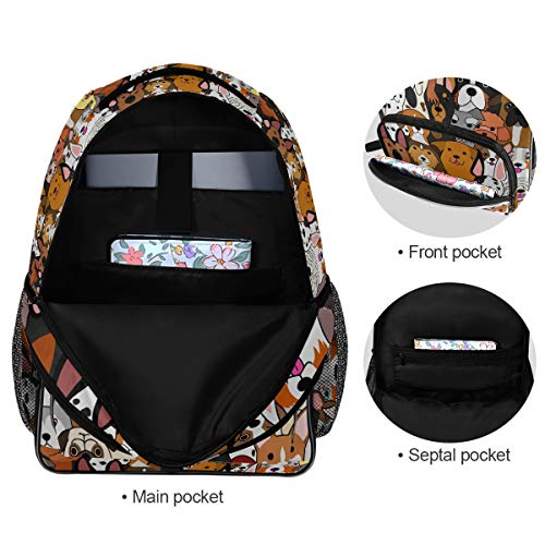 ALAZA Cute Doodle Dog Print Animal Travel Laptop Backpack College School Computer Bag for Boys Girls