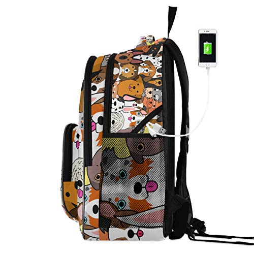 ALAZA Cute Doodle Dog Print Animal Travel Laptop Backpack College School Computer Bag for Boys Girls