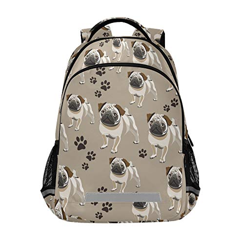 ALAZA Pug Dog Paw Print Funny Puppy Backpack Purse for Women Men Personalized Laptop Notebook Tablet School Bag Stylish Casual Daypack, 13 14 15.6 inch