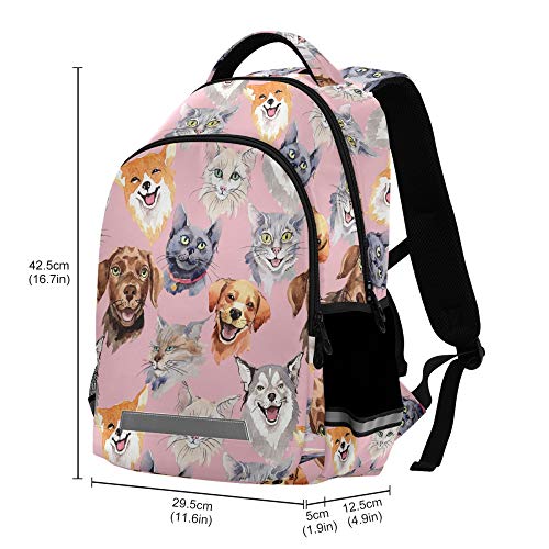 ALAZA Pug Dog Cat Animal Print Pink Backpack Purse for Women Men Personalized Laptop Notebook Tablet School Bag Stylish Casual Daypack, 13 14 15.6 inch