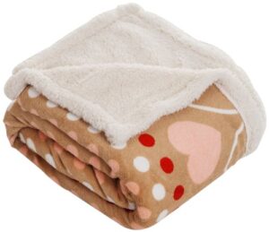 lavish home fleece sherpa throw blanket-hearts-red, 50" x 60"