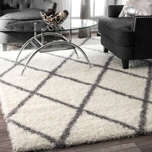 nuloom machine made diamond shag area rug, 4x6, gray