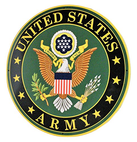 Army Military Logo Aluminum Metal Sign - US Service Branch Home Wall Decor