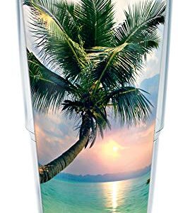 Tervis Sunset in Paradise Made in USA Double Walled Insulated Tumbler Travel Cup Keeps Drinks Cold & Hot, 24oz, Clear