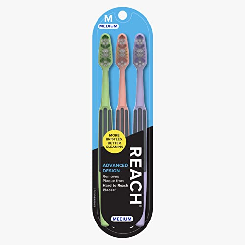 REACH Advanced Design Toothbrushes, Medium, 2-Count