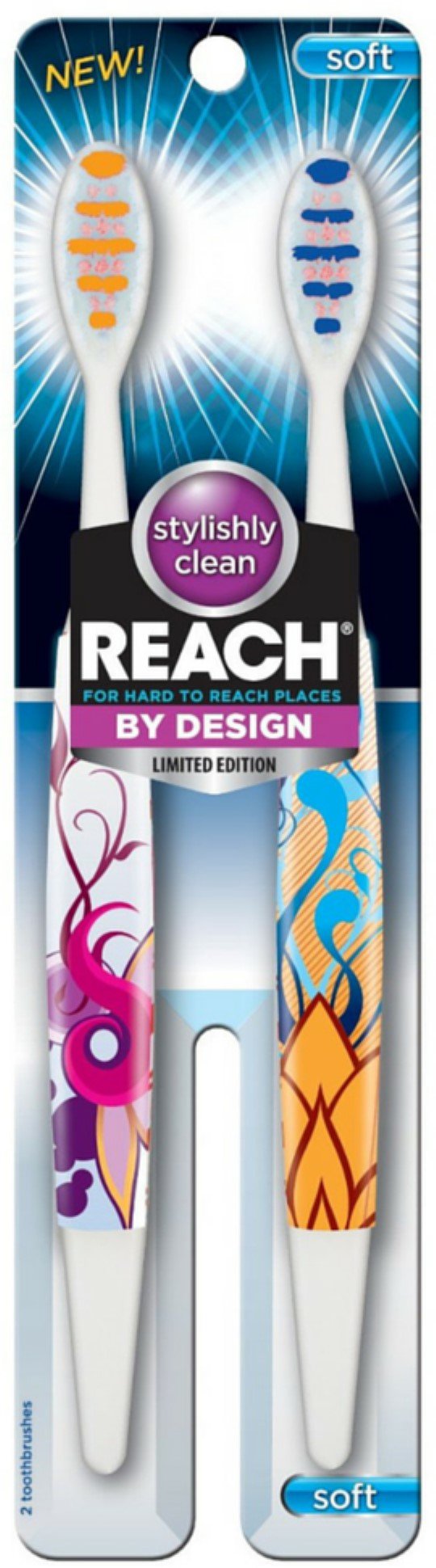 REACH Advanced Design Toothbrushes Soft Full Head Value Pack, 2 Count