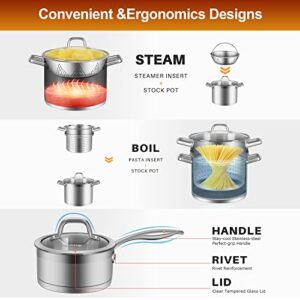 Duxtop Professional Stainless Steel Pots and Pans Set, 17PC Induction Cookware Set, Impact-bonded Technology