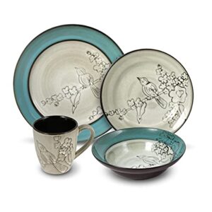 gourmet basics song bird dinnerware set (16 piece)