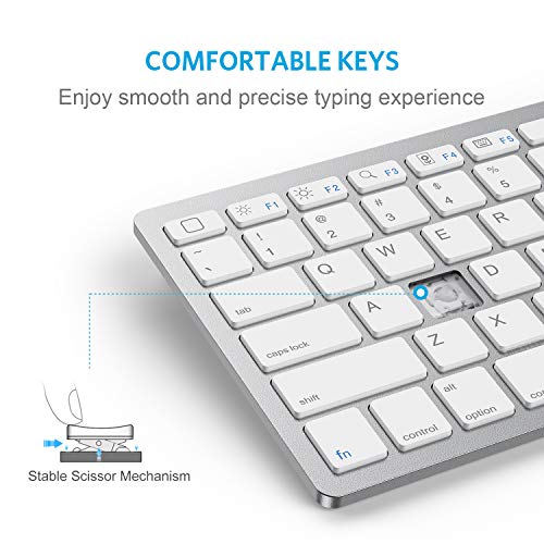 OMOTON Ultra-Slim Bluetooth Keyboard for iPad 10.2(9th/ 8th/ 7th Generation)/ 9.7, iPad Air 4th Generation, iPad Pro 11/12.9, iPad Mini, and More Bluetooth Enabled Devices, White