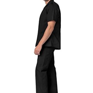 Adar Universal Scrubs for Men - Zippered Short Sleeved Scrub Jacket - 607 - Black - 2X